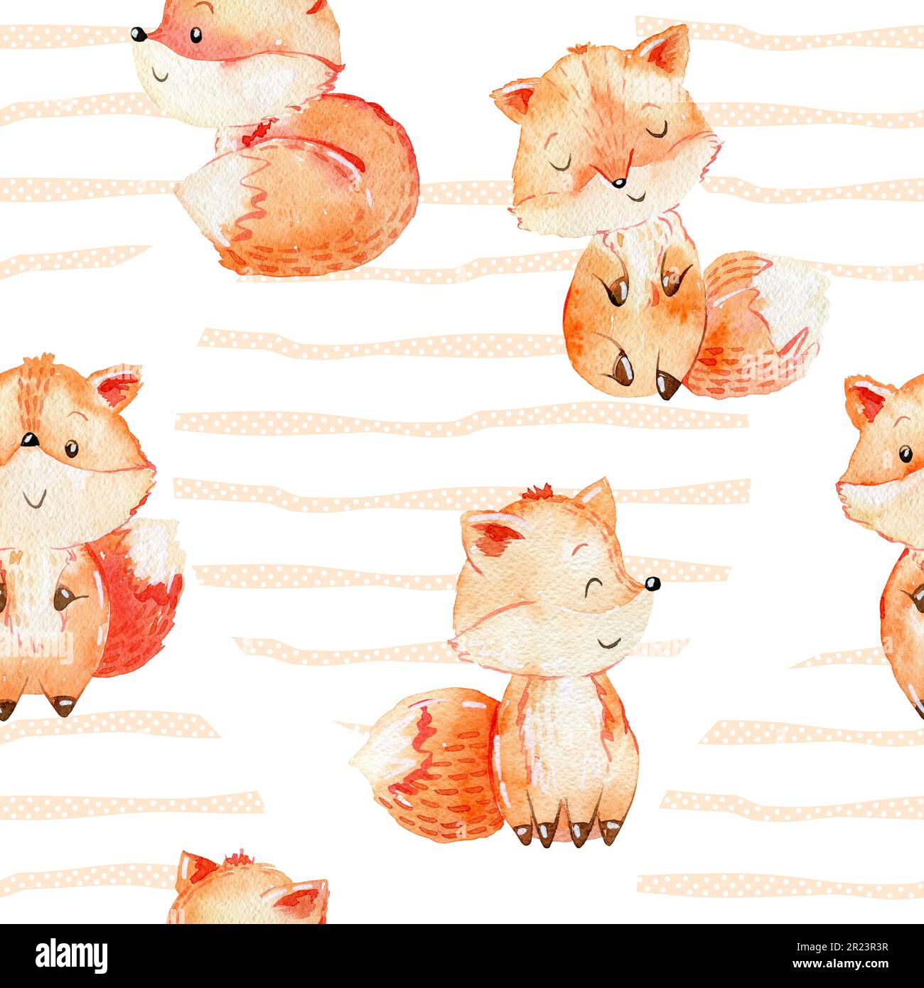 Watercolor fox art hi-res stock photography and images - Alamy