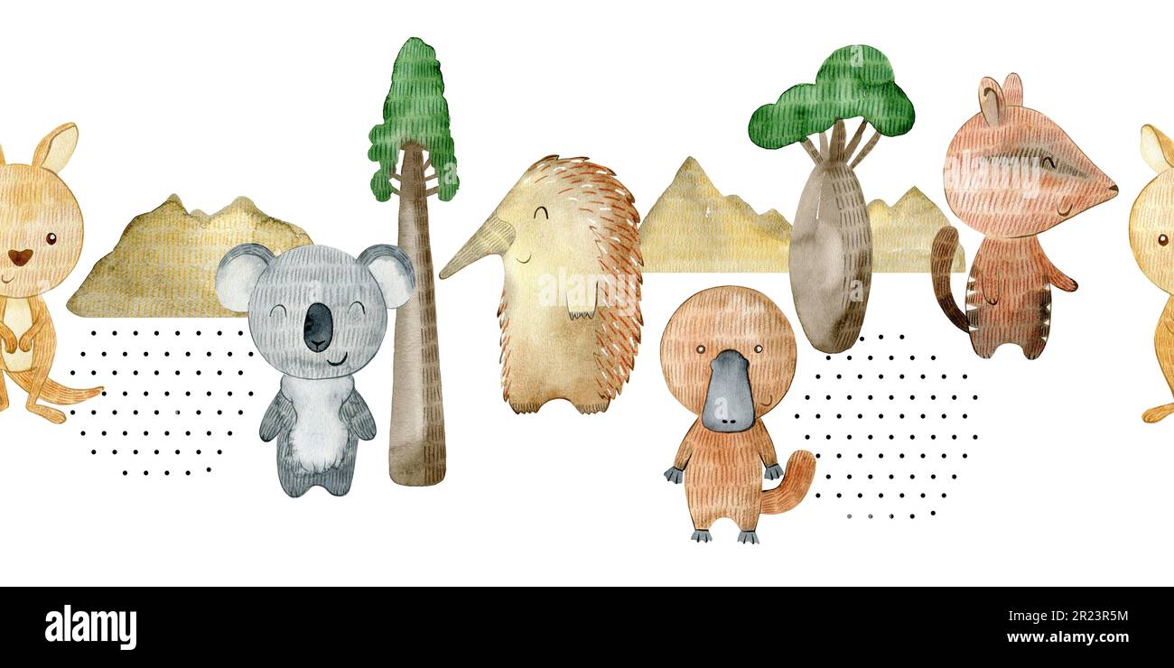 Watercolor australian animals Stock Photo - Alamy