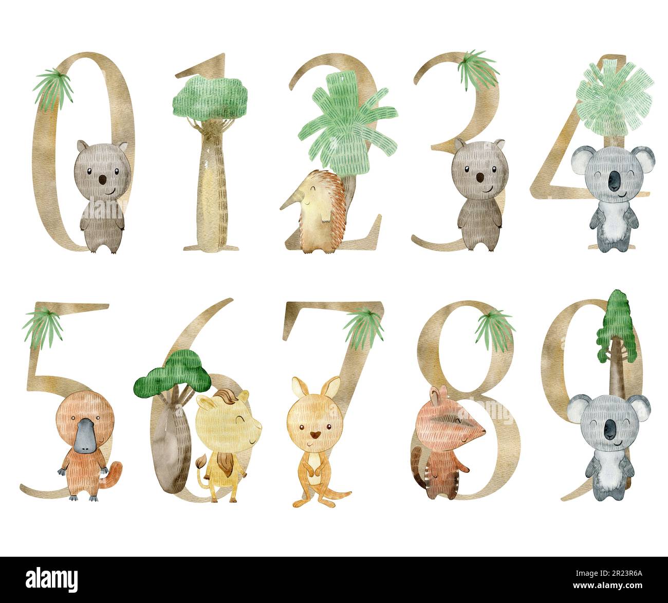 Watercolor animals letters Stock Photo - Alamy