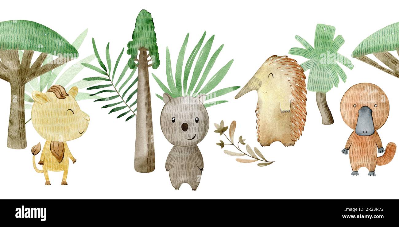 Watercolor australian animals Stock Photo - Alamy