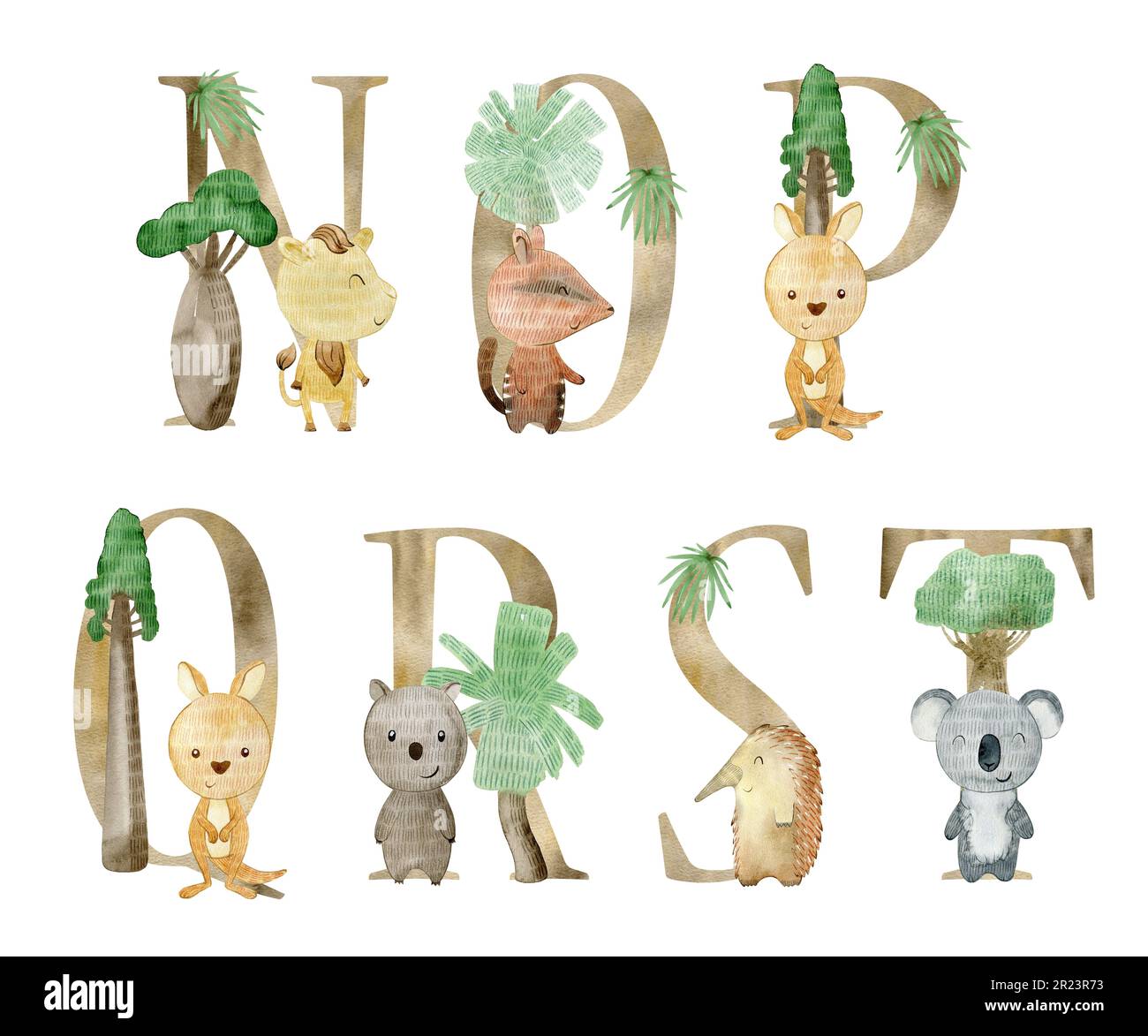 Watercolor australian animals Cut Out Stock Images & Pictures - Alamy