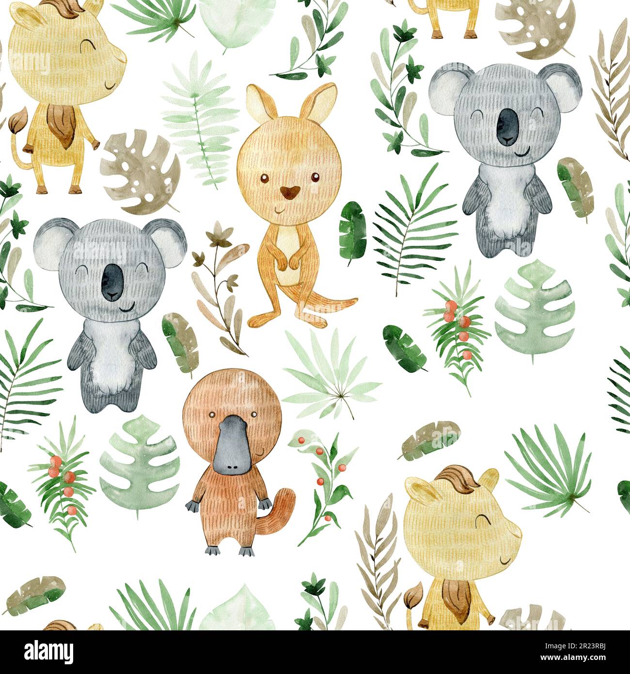 Watercolor australian animals Stock Photo - Alamy