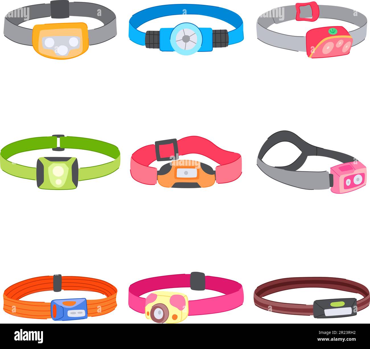 headlamp flashlight set cartoon vector illustration Stock Vector Image ...