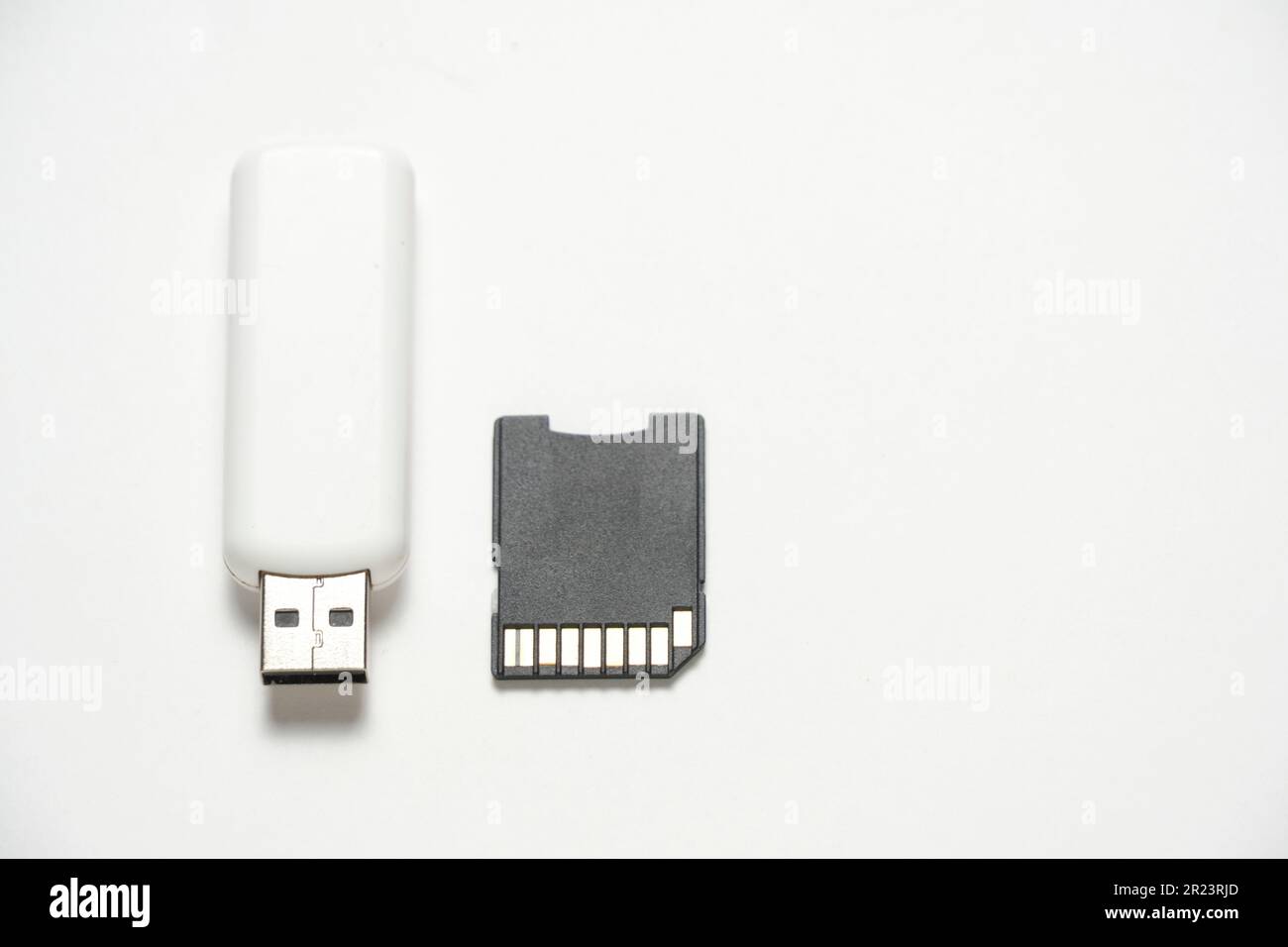 usb flash drive and card reader on a white background Stock Photo - Alamy