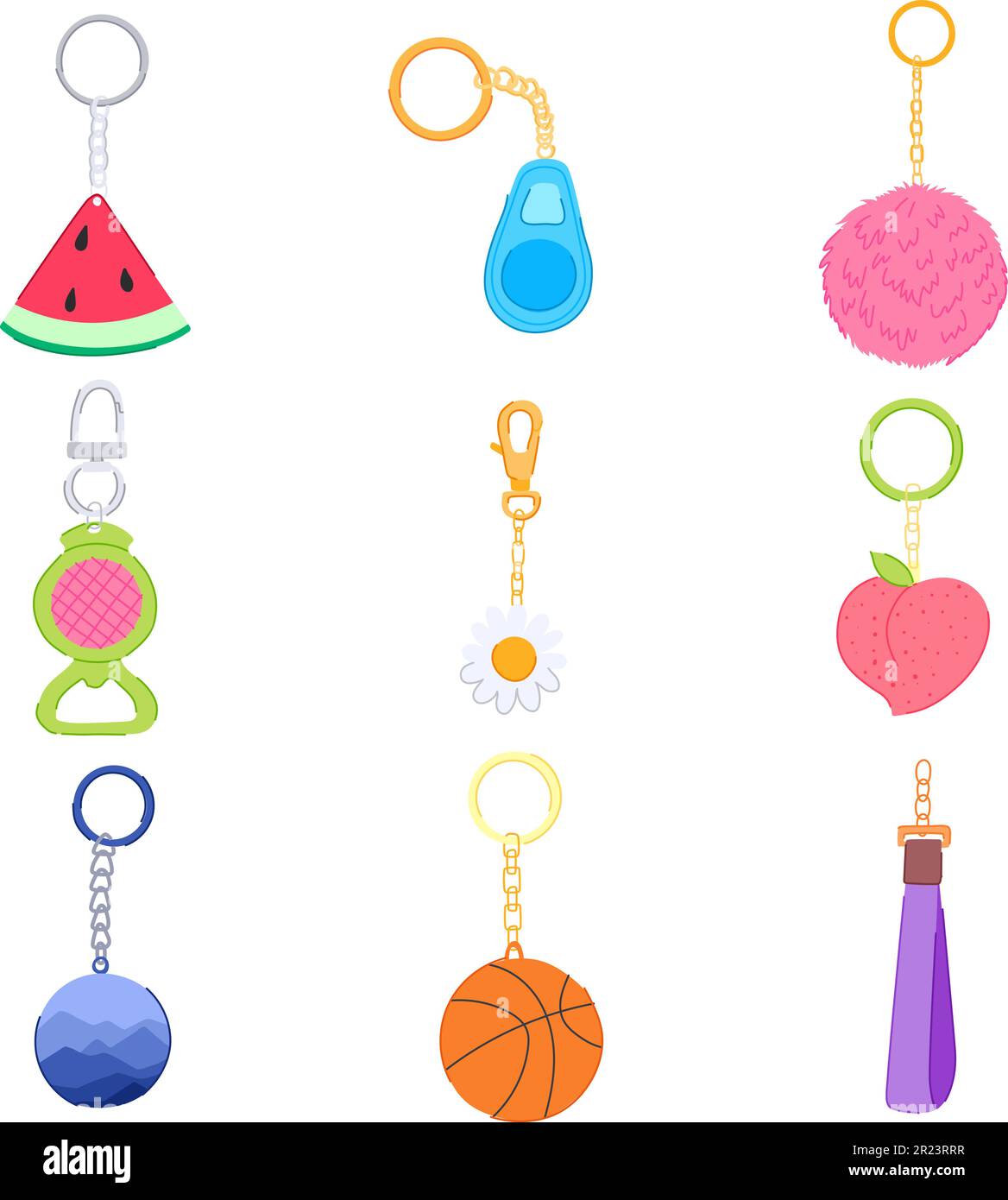 ring keychain set cartoon vector illustration Stock Vector Image & Art ...