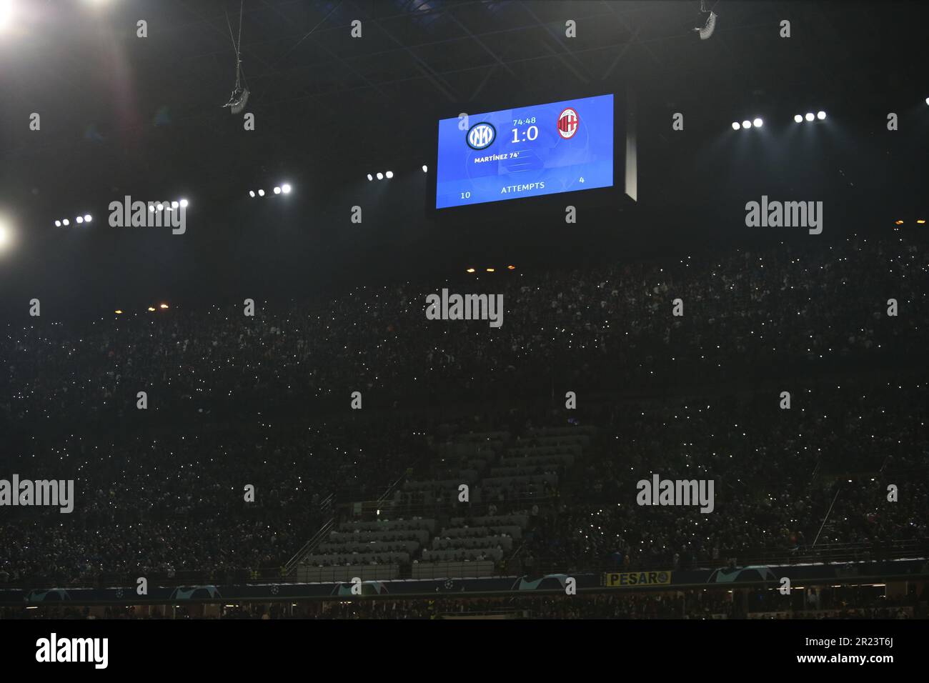 Scoreboard during the Uefa Champions League Semi-Finals second leg ...