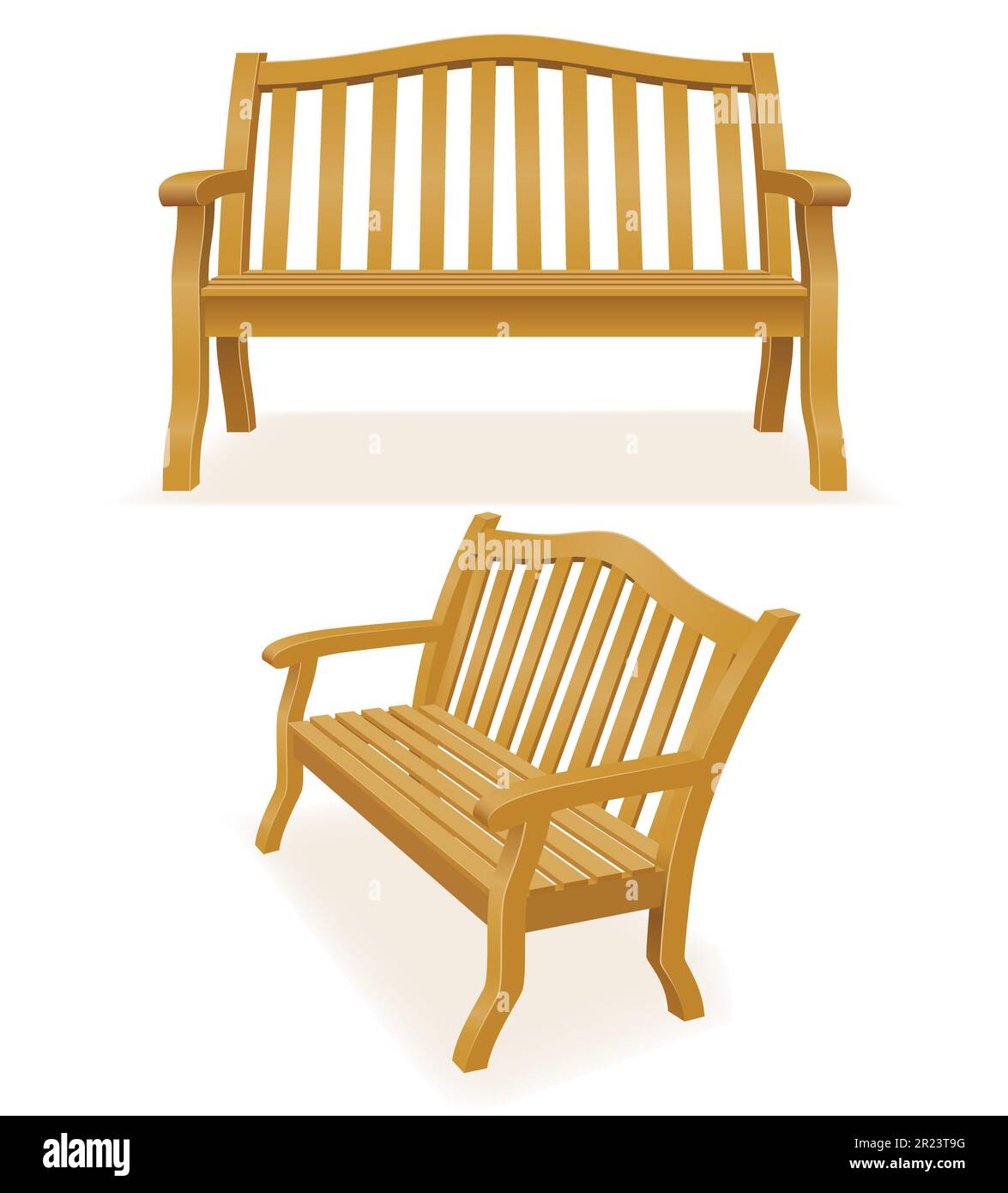 wooden garden park bench vector illustration isolated on white ...