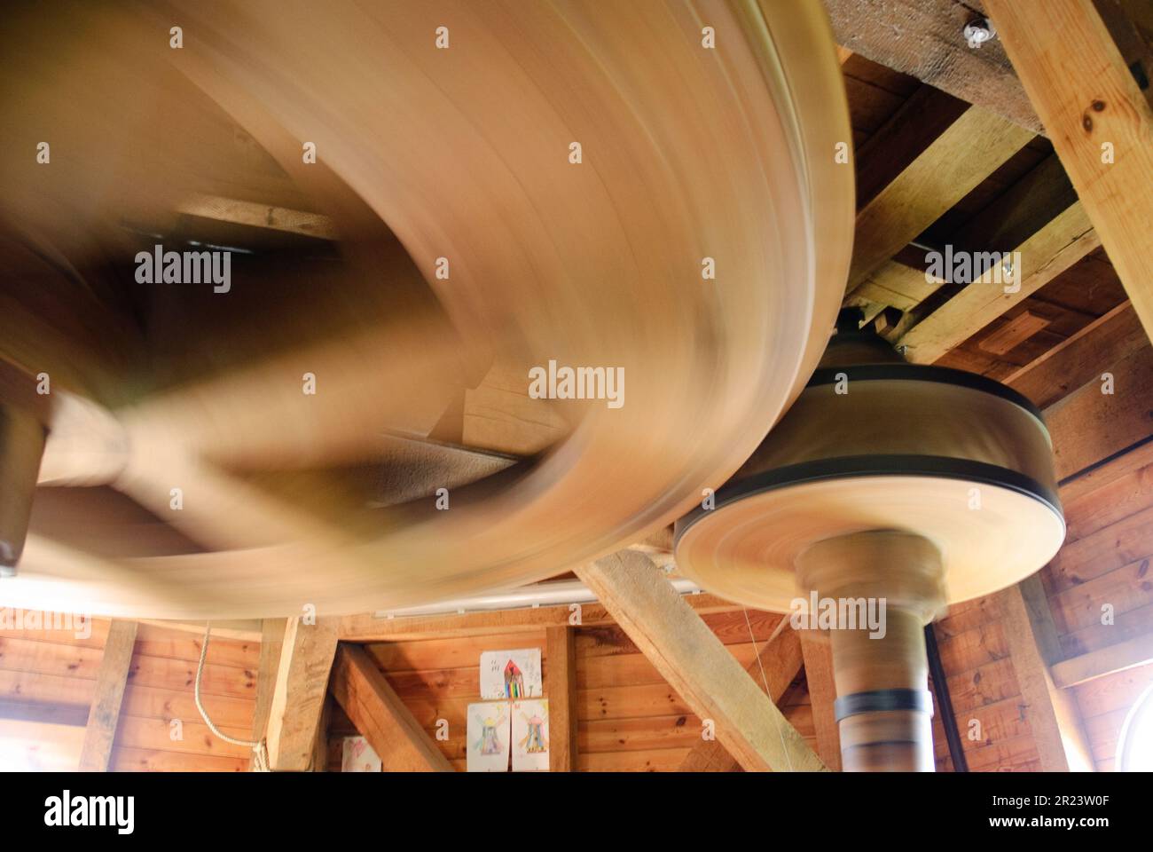 The spinning windmill wooden gears in Potsdam, Germany Stock Photo - Alamy