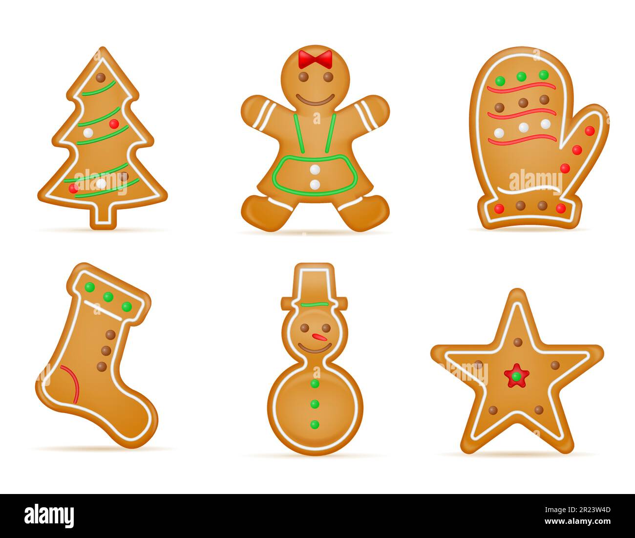 christmas gingerbread cookies for new year's holiday celebration vector ...