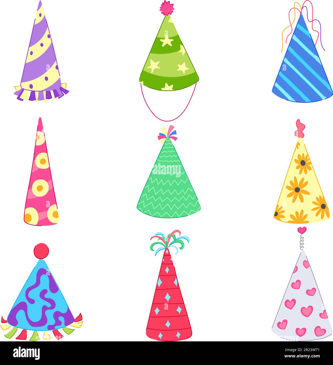 party hat set cartoon vector illustration Stock Vector Image & Art - Alamy