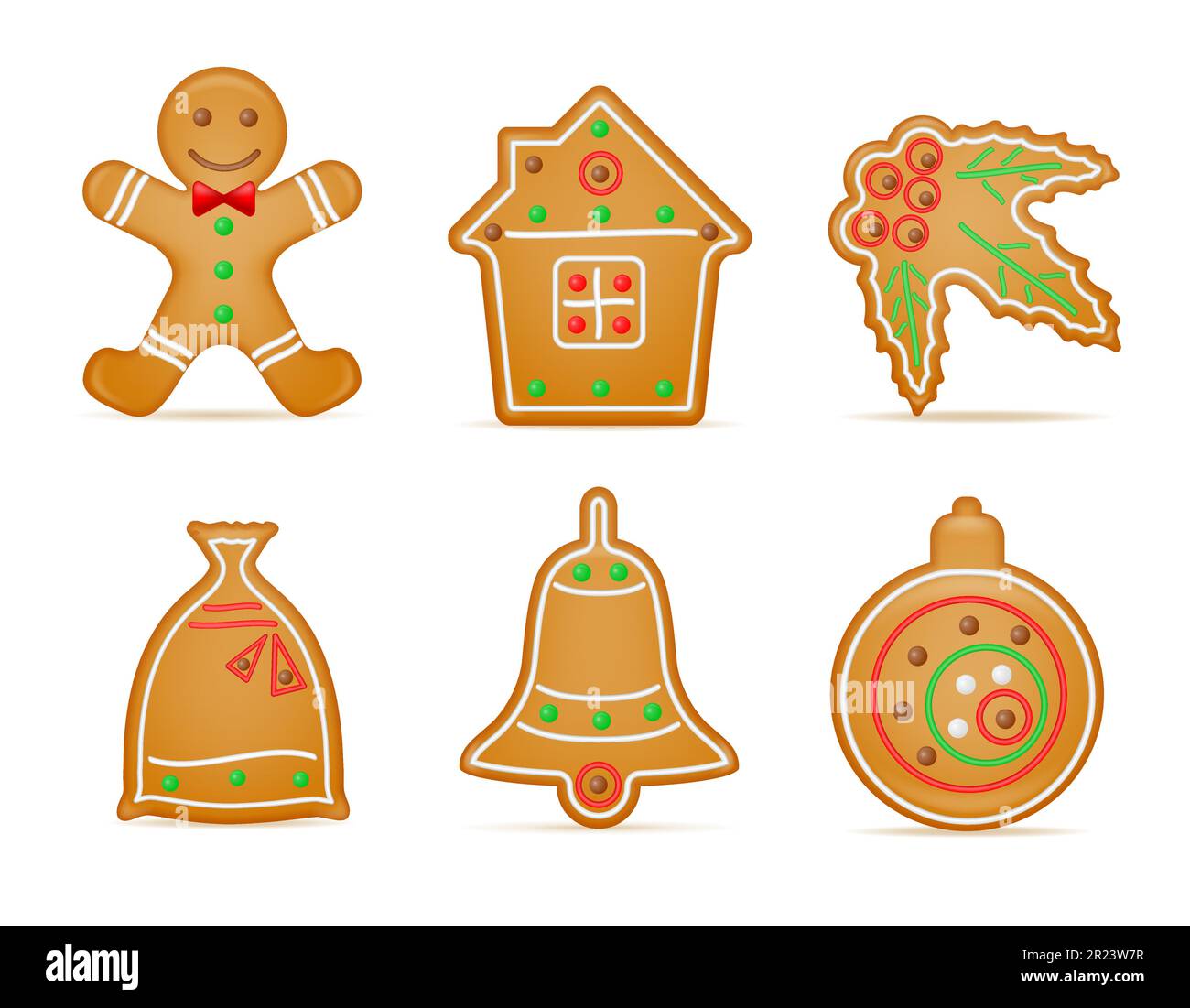 christmas gingerbread cookies for new year's holiday celebration vector ...
