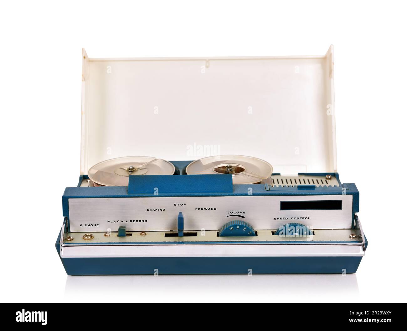 Vintage reel tape recorder on a white background Stock Photo - Alamy