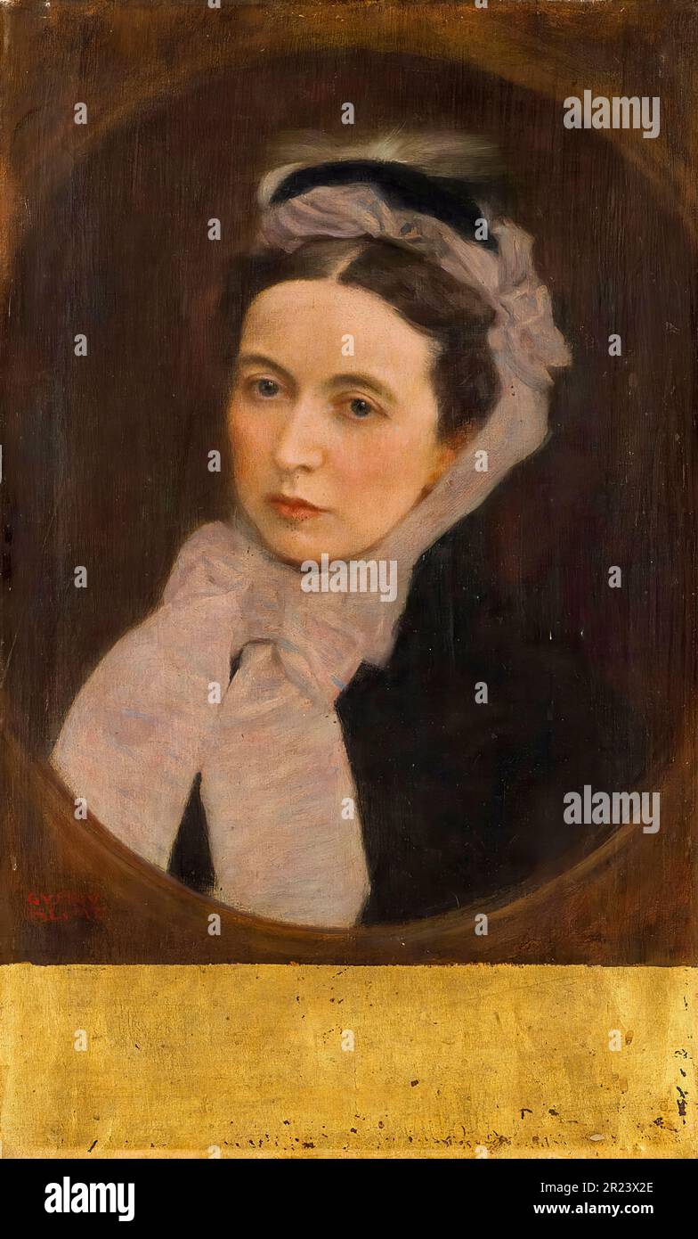 Gustav Klimt, Lady with Purple Scarf, portrait painting circa 1895 ...