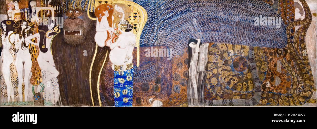 Beethoven Frieze: The Hostile Forces, painting by Gustav Klimt, 1901 ...