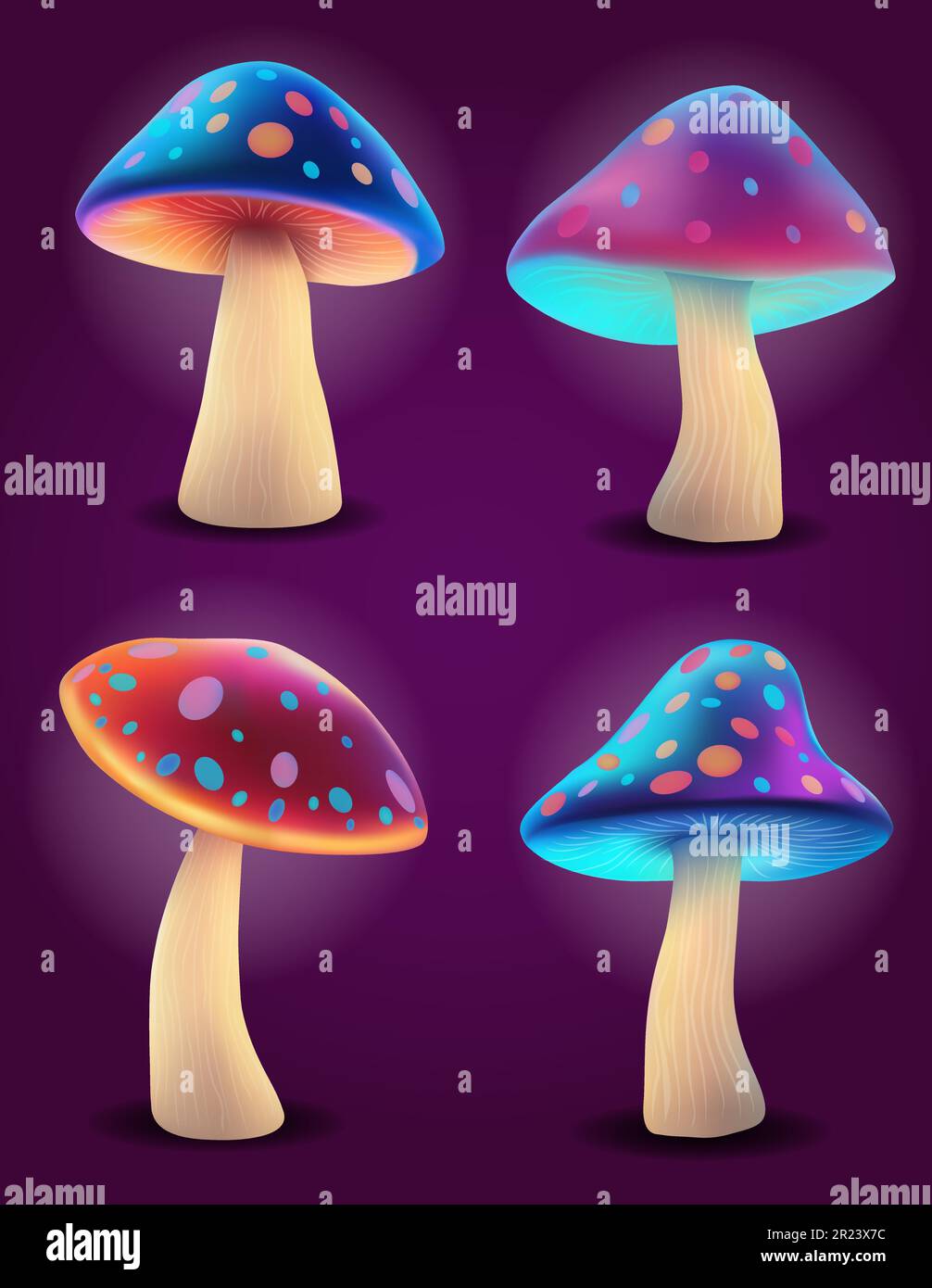 fantasy magic multicolored mushrooms narcotic and intoxicating shine ...