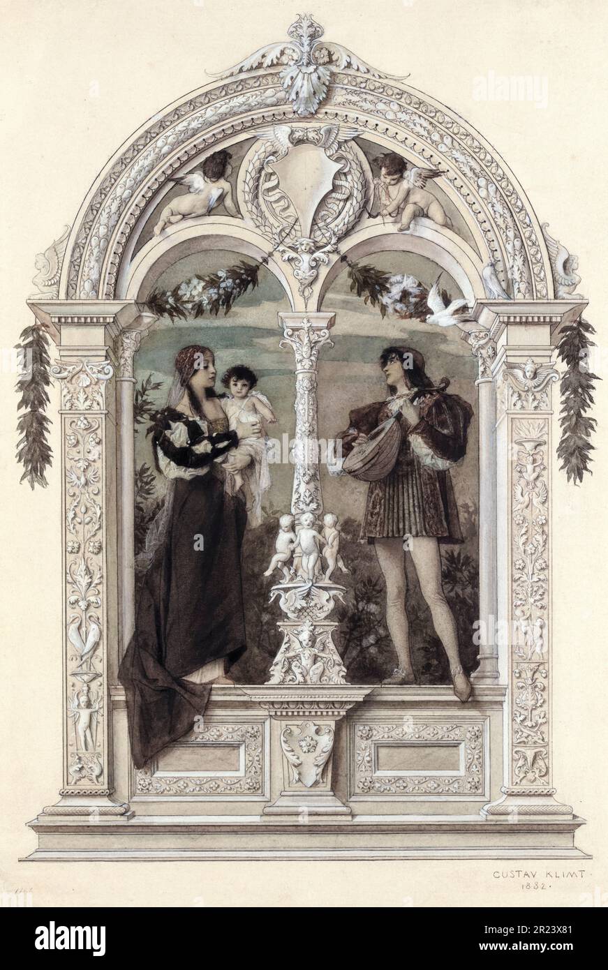 Gustav Klimt, Die Jugend (The Youth), drawing 1882 Stock Photo - Alamy