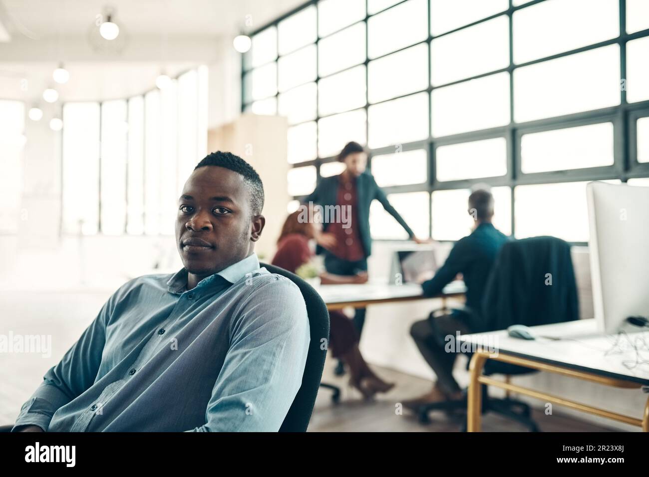 Portrait of black man at office, boss and startup entrepreneur with ...
