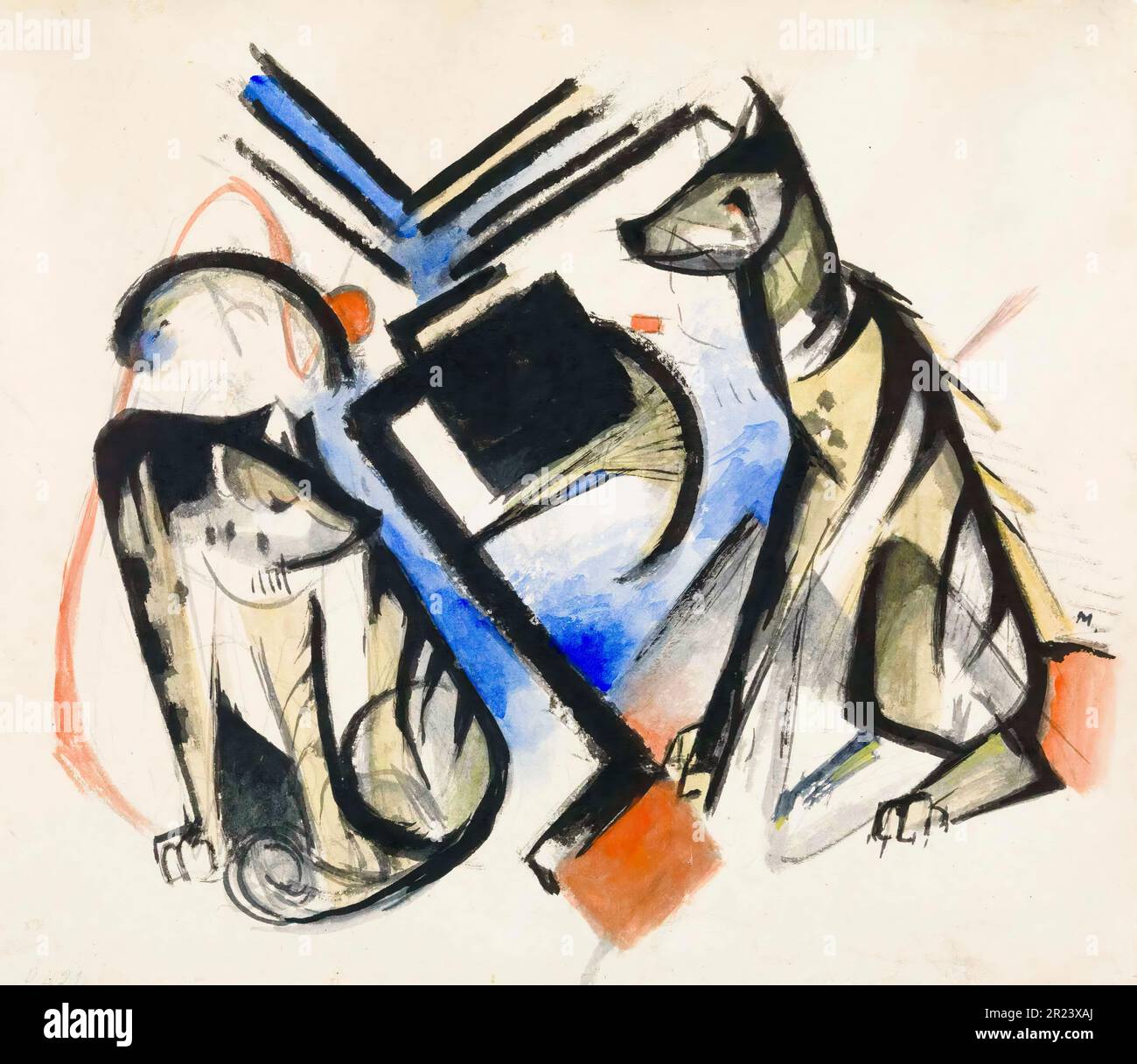 Franz Marc, Two Wolves, abstract painting 1913 Stock Photo - Alamy