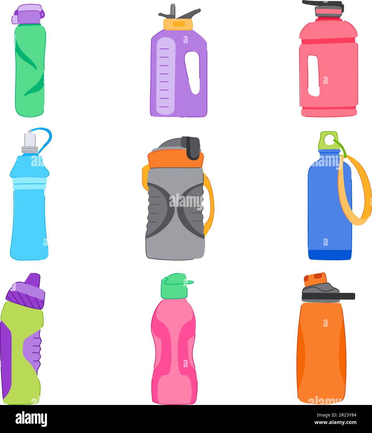 sport drinking bottle set cartoon vector illustration Stock Vector ...