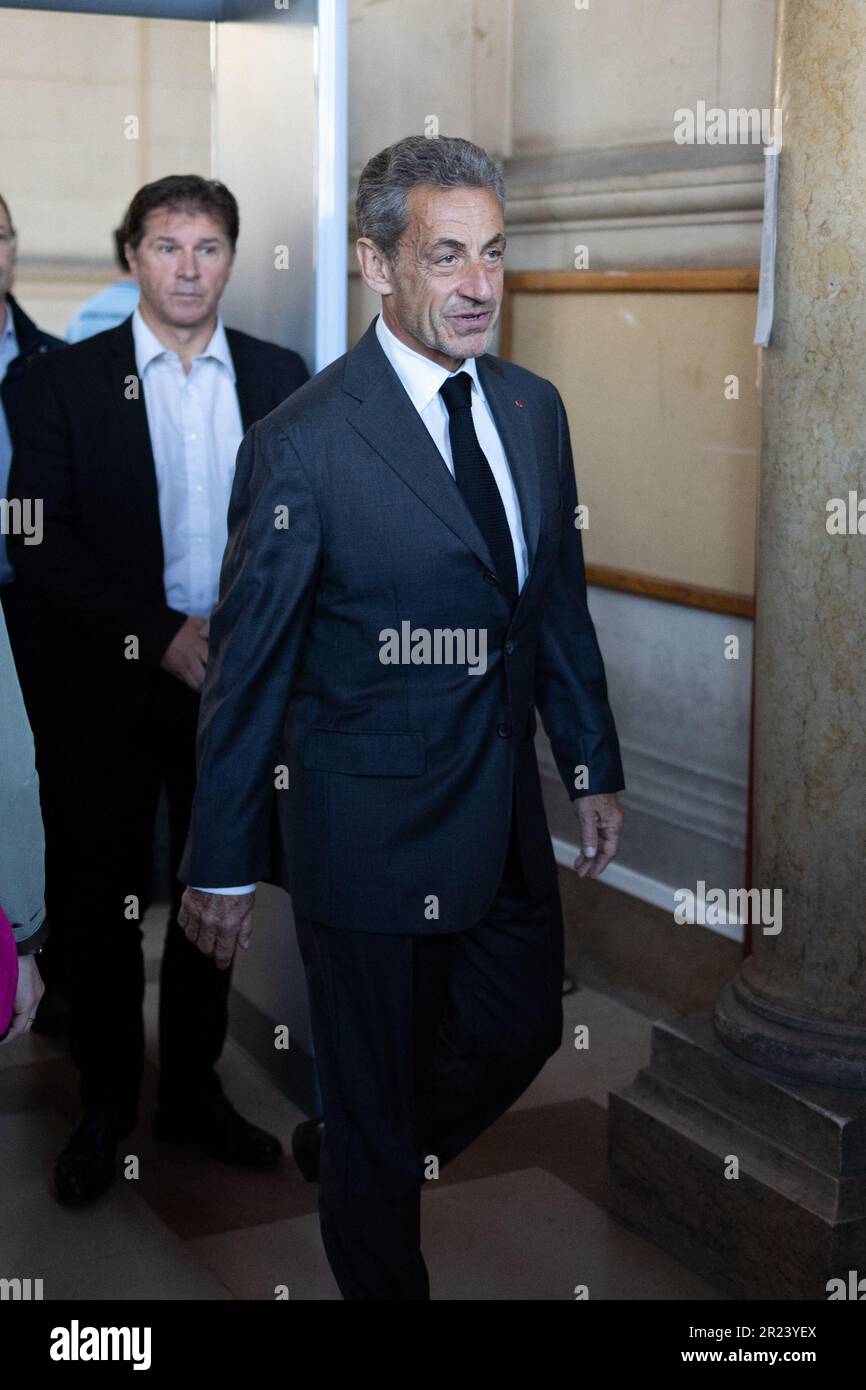 Former French President Nicolas Sarkozy arrives at the courthouse for ...