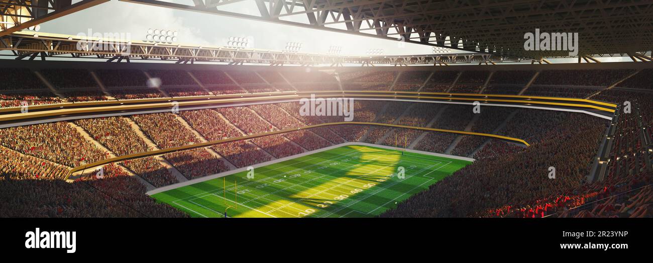 Top view image of american football arena on daytime with sunlight with ...