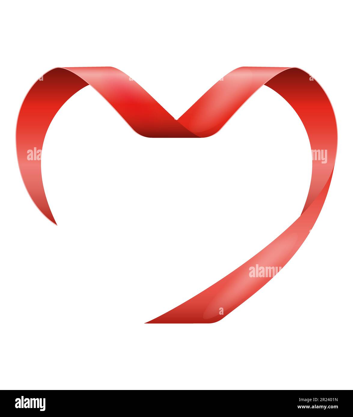 red silk glitter heart ribbon vector illustration isolated on white background Stock Vector ...