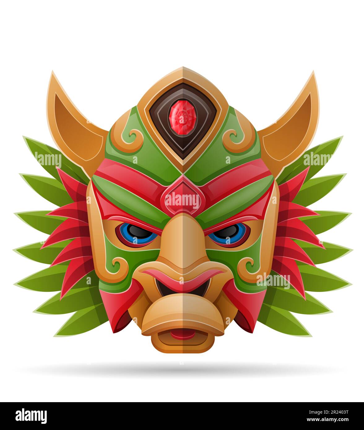 tiki mask hawaiian ancient tropical totem head face idol made of wood ...