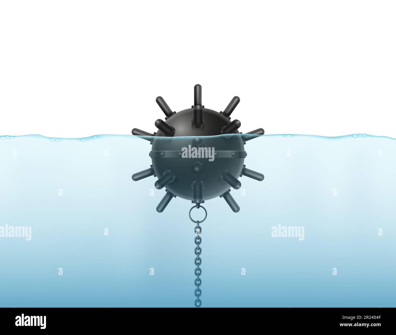 naval deep sea anti ship military mine vector illustration isolated on ...
