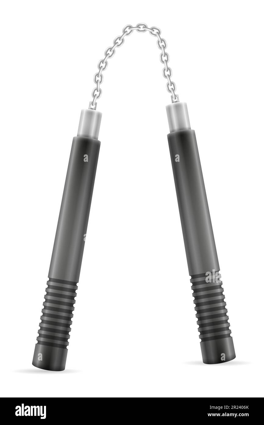 nunchaku ninja weapon japanese warrior assassin vector illustration ...