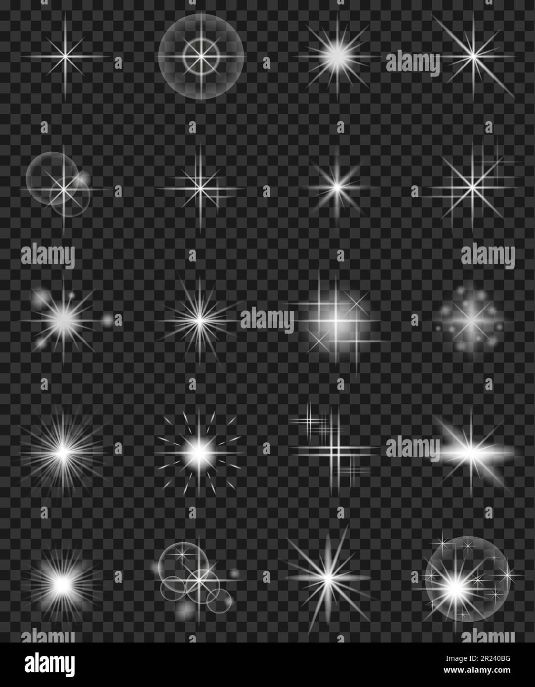 shining stars with glow effect and sparks vector illustration isolated on black background Stock ...