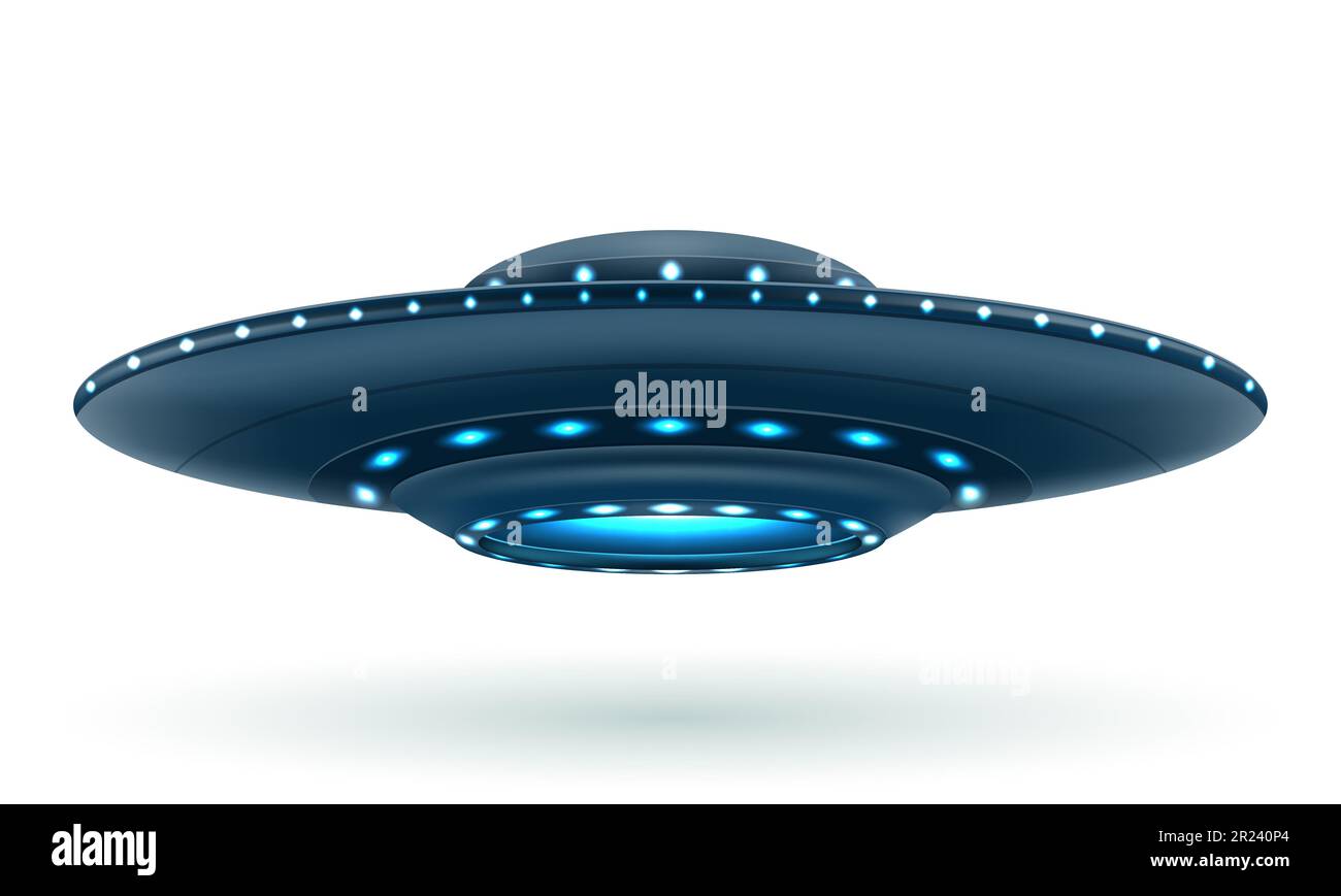 ufo space flying saucer alien ship luminous vector illustration ...
