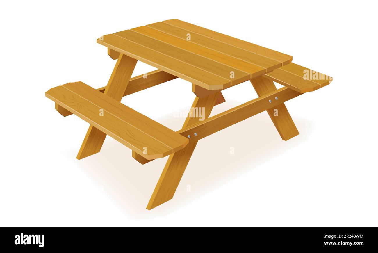 benches with a picnic table in the garden or park vector illustration ...