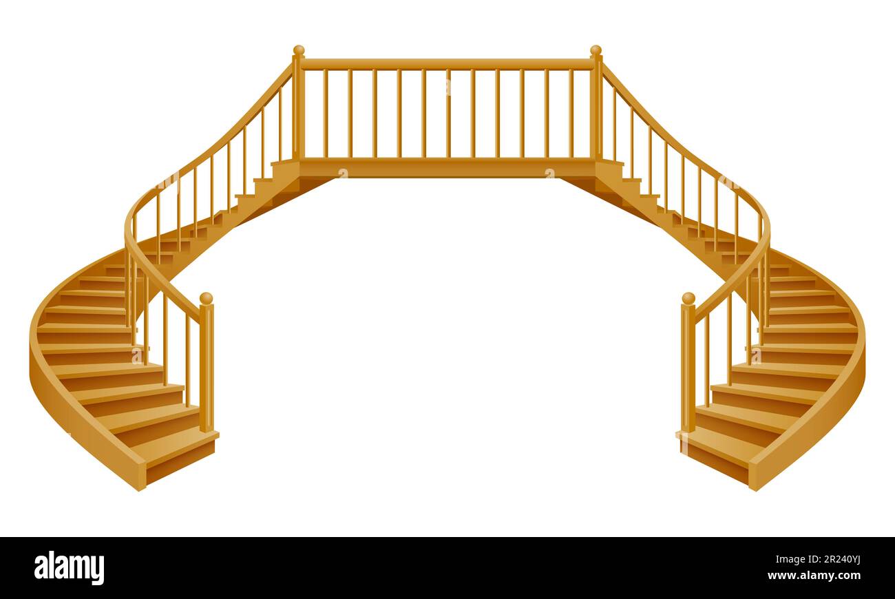 stairs for the house inside to the second floor made of wooden vector ...