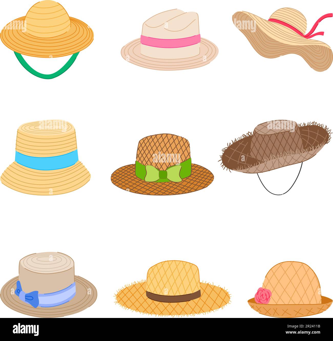 straw hat set cartoon vector illustration Stock Vector Image & Art - Alamy