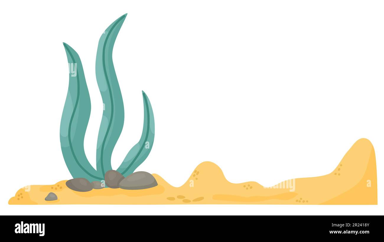 Underwater simple cartoon background. River bottom vector illustration ...