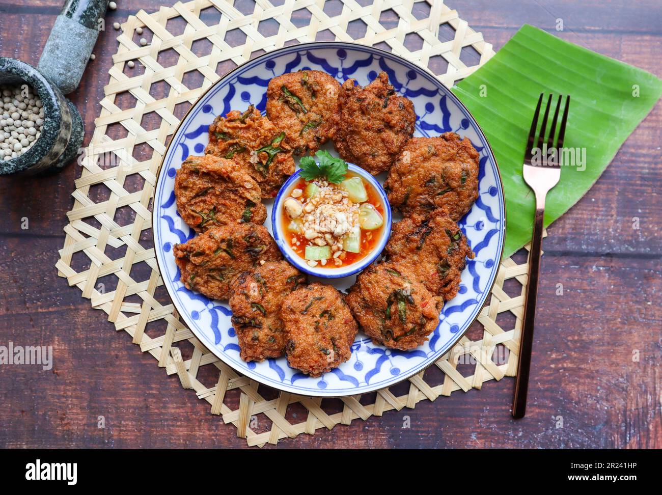 Thai fish cake or Fish cake ball - Thai food called Tod Mun Pla Krai ...