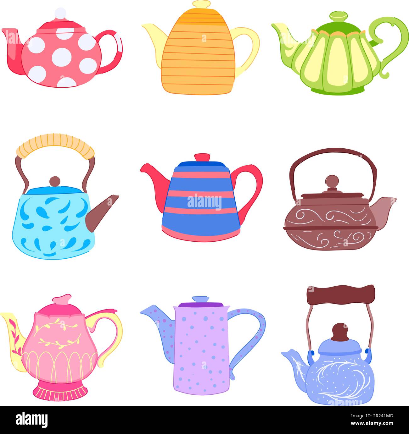 teapot ceramic set cartoon vector illustration Stock Vector Image & Art ...
