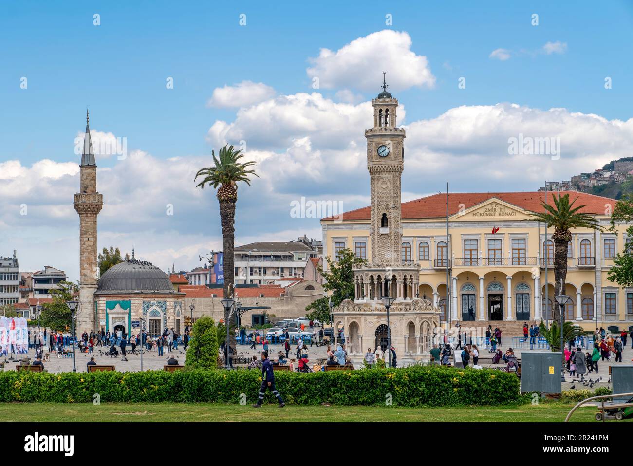 Izmir, Turkey - April 28 2023: Panoramic view of Konak Square with old ...