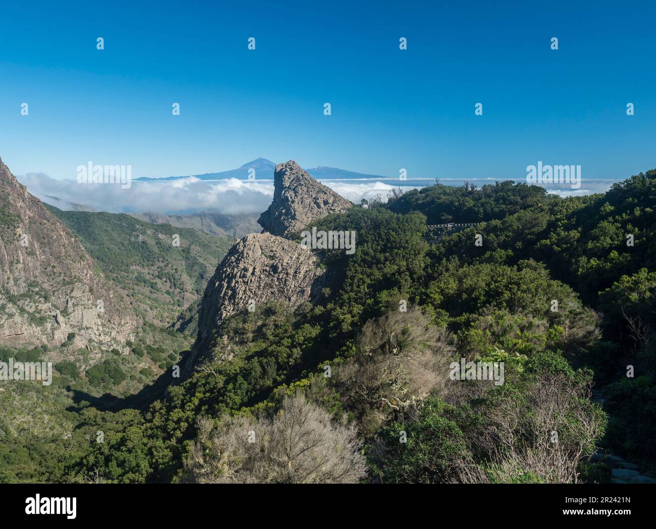 Scenic view from the Mirador del Bailadero with volcanic rock ...
