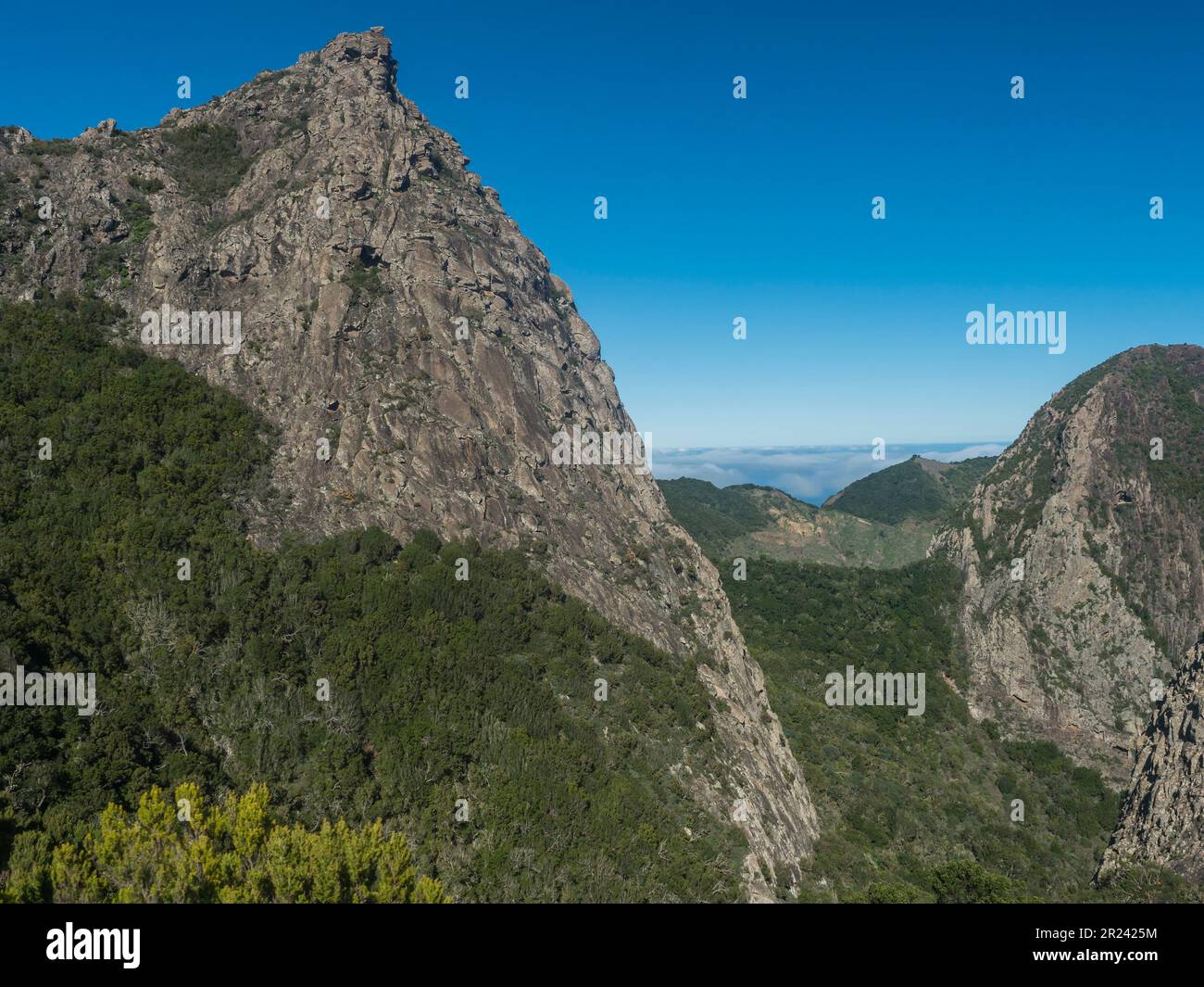 Scenic view from the Mirador de Roque Agando with volcanic rock ...