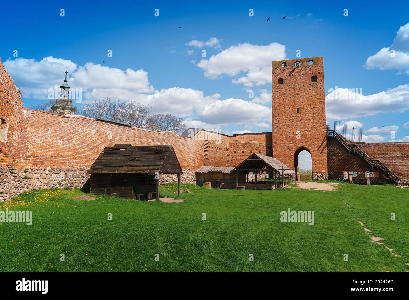 Castle in Czersk, Poland. View of the Gate Tower. Medieval red brick ...