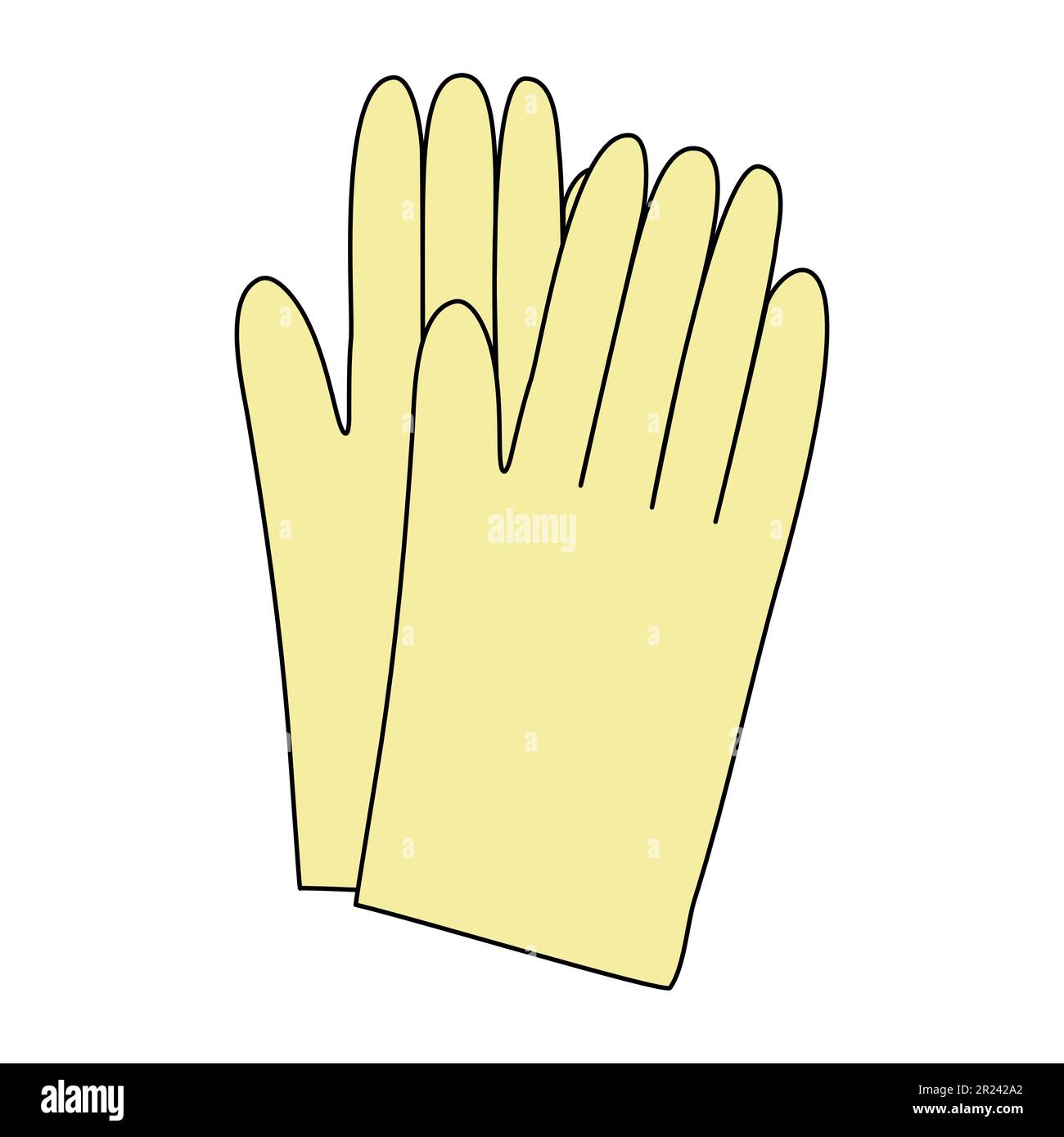 Reusable yellow work gloves for gardening or cleaning, doodle style vector illustration Stock ...
