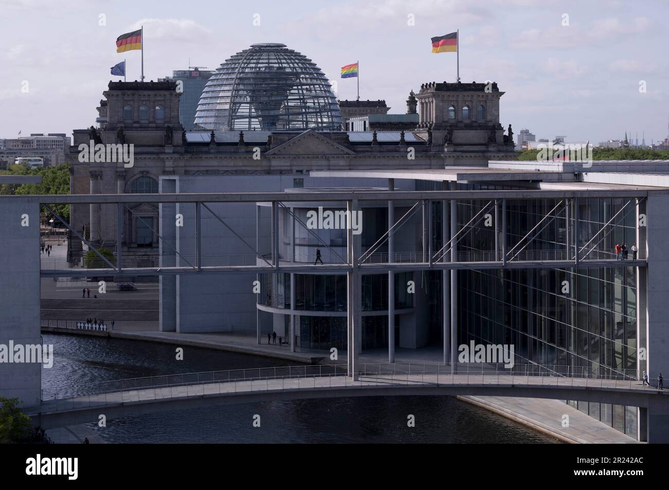 The rainbow flag is hoisted next to European and German flags on the ...