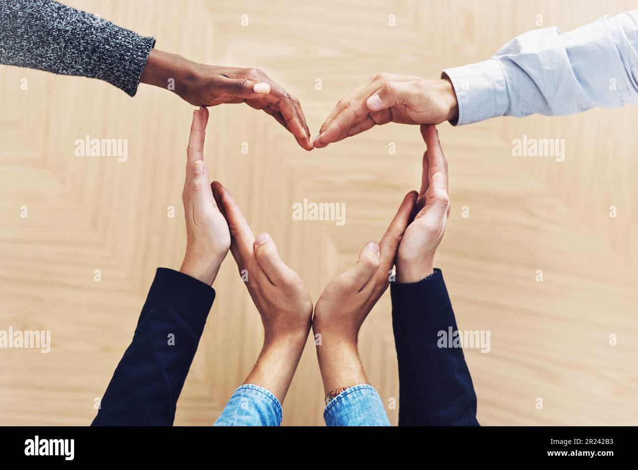 Community, heart or hands of business people in support for trust ...