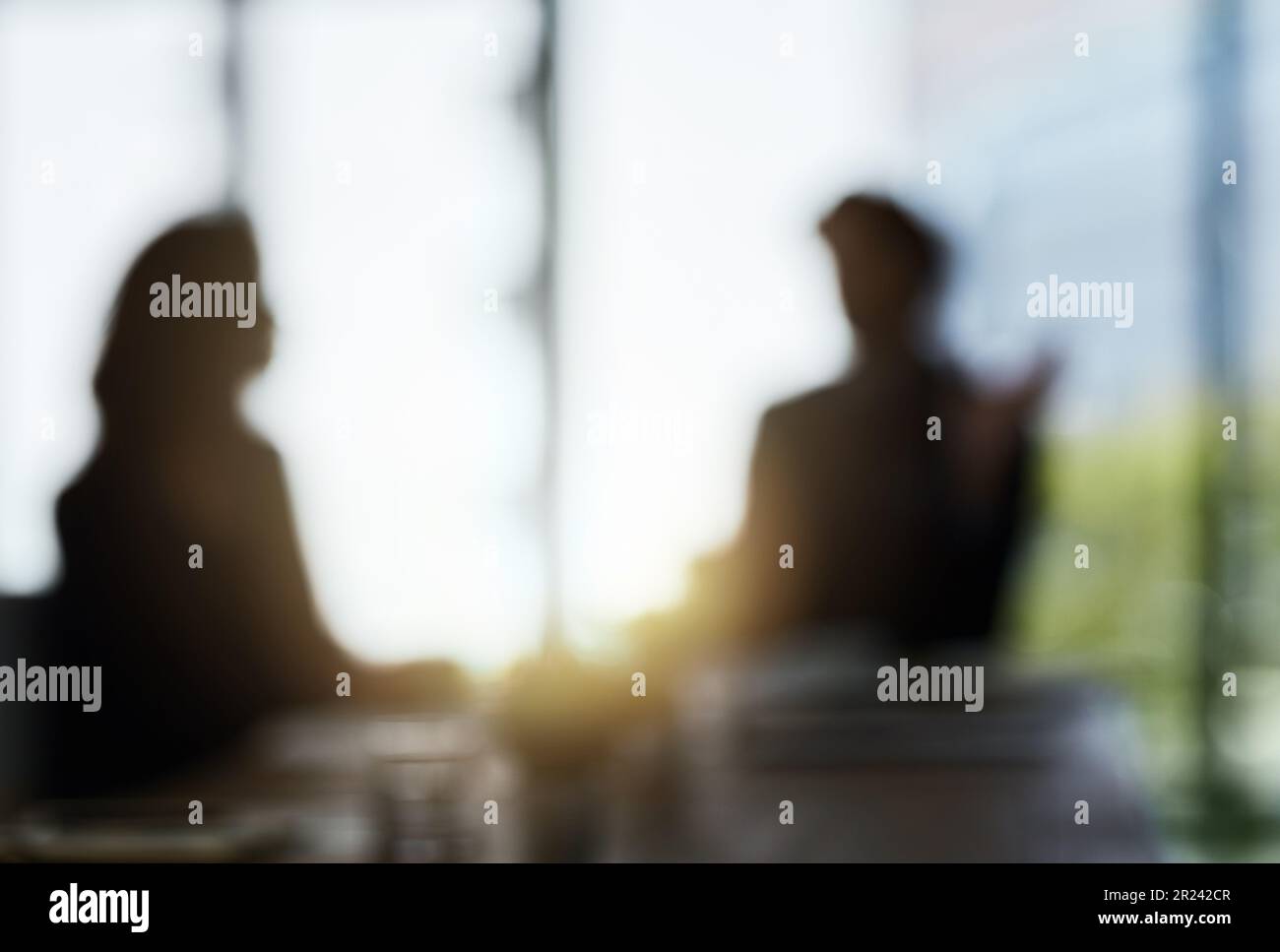 Silhouette blur, office and business people in meeting for discussion ...