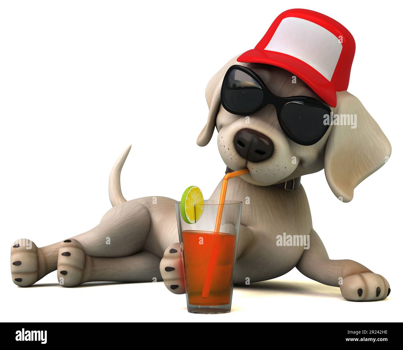 Fun 3D cartoon white Labrador retriever Stock Photo - Alamy