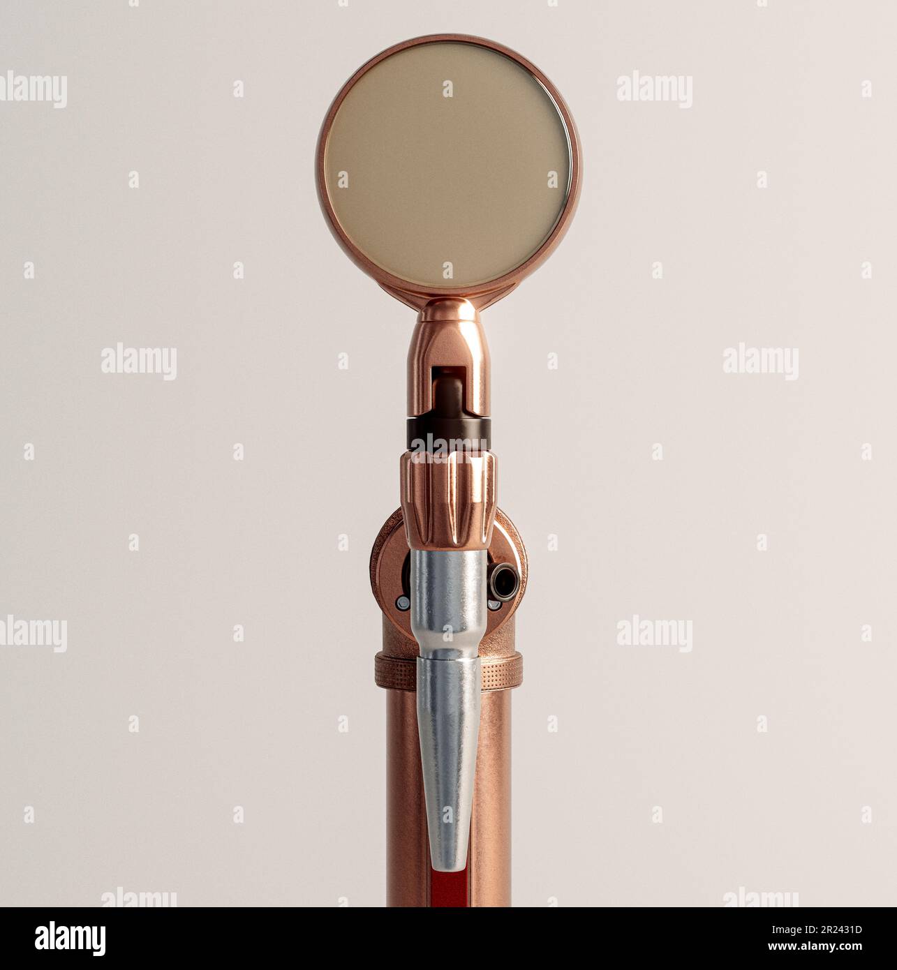 A concept steampunk themed copper draught beer tap on an isolated ...
