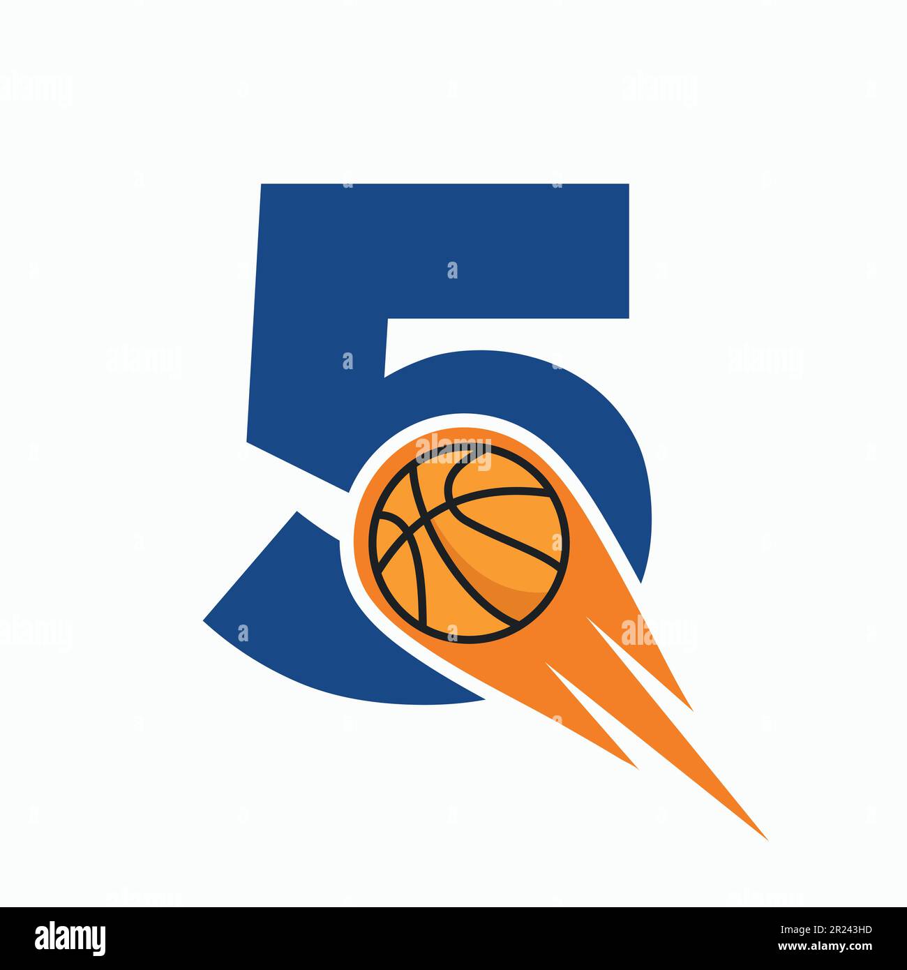Letter 5 Basketball Logo Concept With Moving Basketball Icon. Basket ...