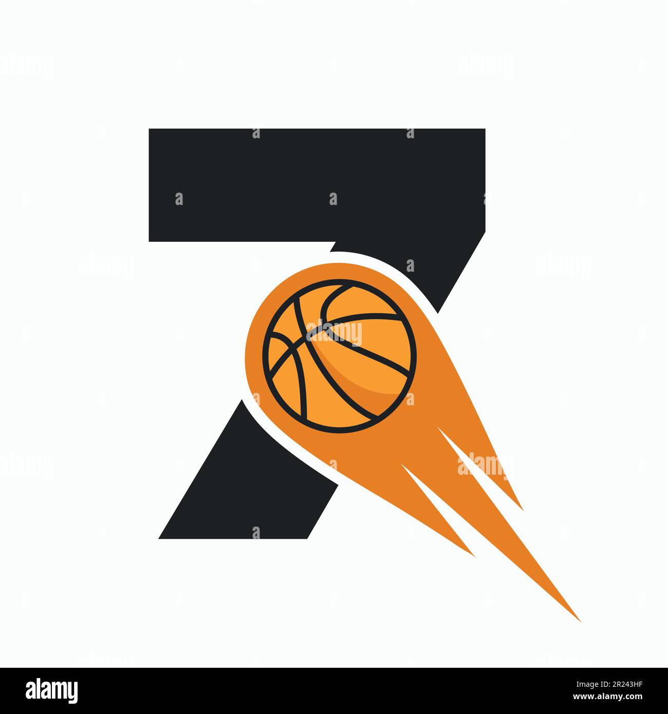 Letter 7 Basketball Logo Concept With Moving Basketball Icon. Basket ...