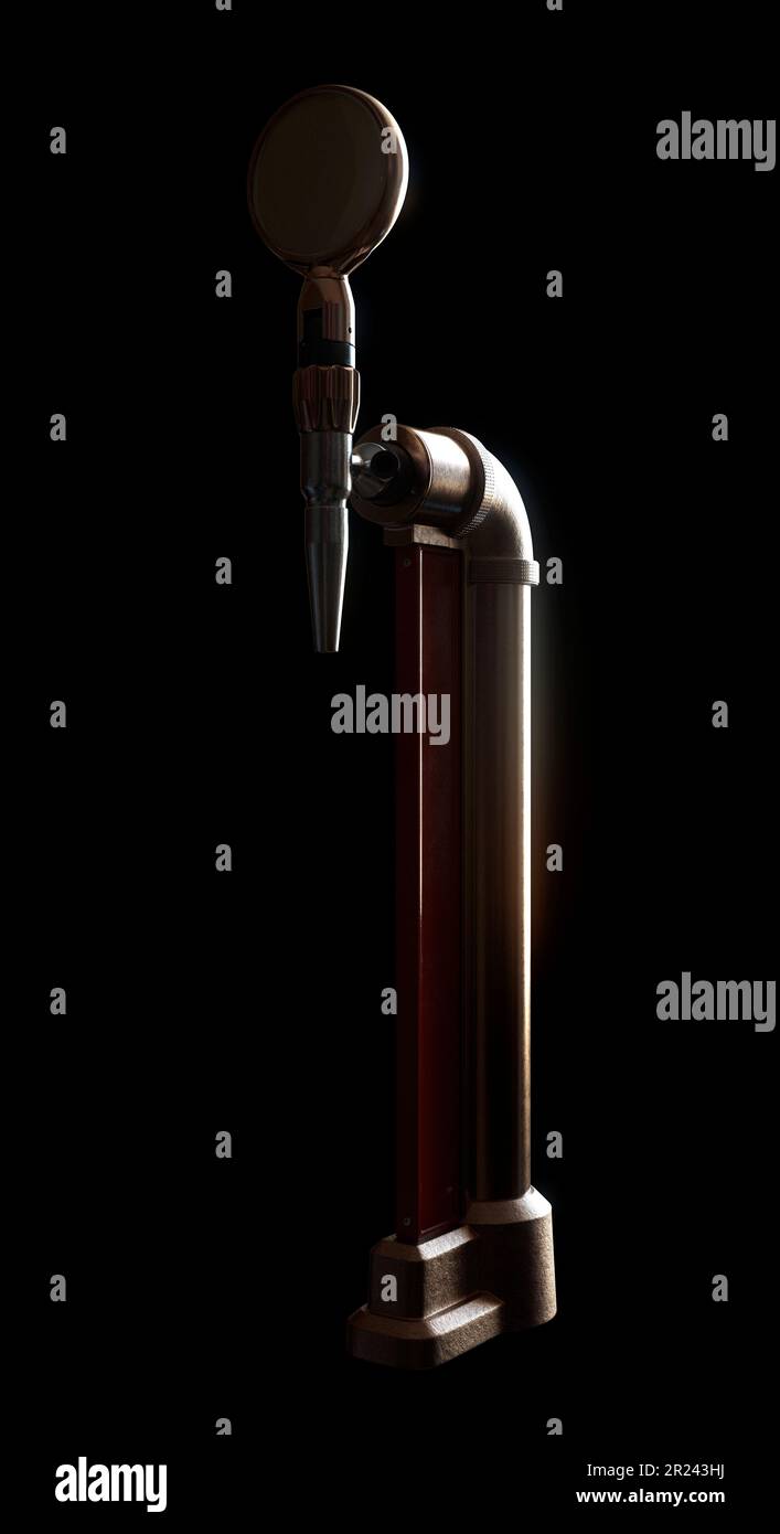 A concept steampunk themed copper draught beer tap on a dark isolated ...